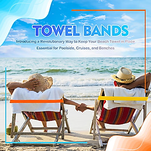 Tailoreadily 6 Pack Towel Bands, Beach Pool Cruise Chair Essentials, Keep Towel from Blowing Away, Beach Accessories for Vacation Must Haves, Great Alternative to Beach Towel Clips