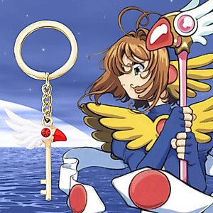 FAADBUK Anime Card Captor Sakura Jewelry Kinomoto Sakura Star Wand Necklace Card Captor Sakura Keychain Card Captor Sakura Lover Gift (Sakura Star NK -S)