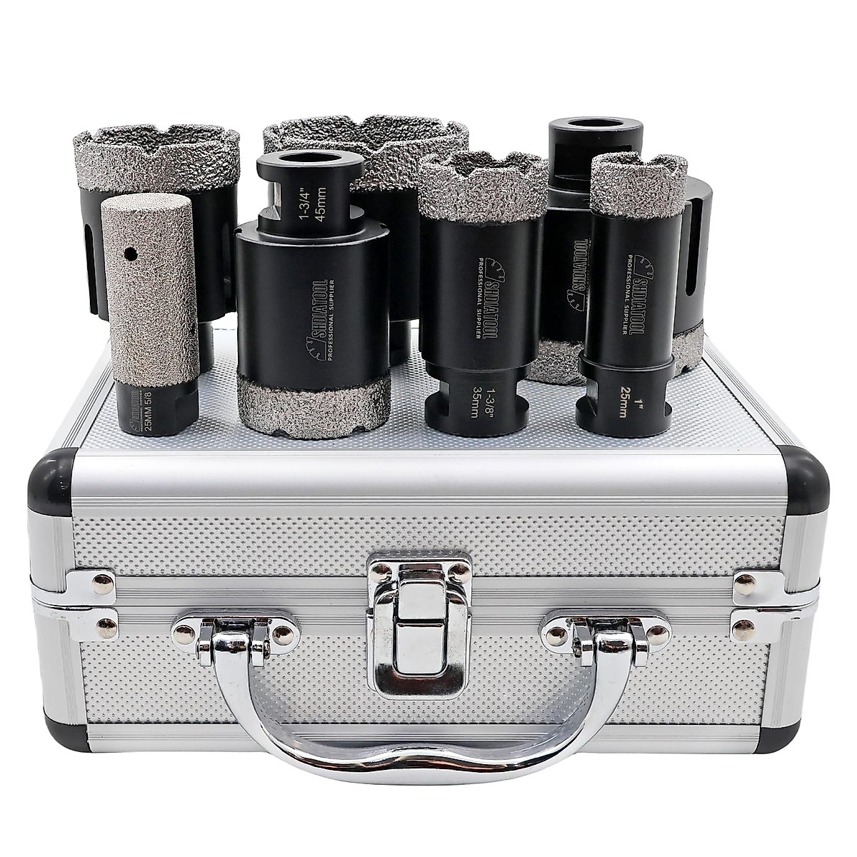 SHDIATOOL Diamond Core Drill Bits Set Hole Saw Kit for Porcelain Tile Ceramic Marble Brick Vacuum Brazed Cutter 7-Piece (25/35/45/51/65/76mm)+25mm Finger Bits