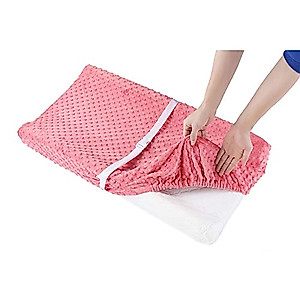 Baby Changing Pad Cover, Super Soft Minky Dot Diaper Changing Table Covers for Baby Girls and Boys, Ultra Comfortable, Safe for Babies, Fit 32"/34'' x 16" Pad (Strawberry Red)