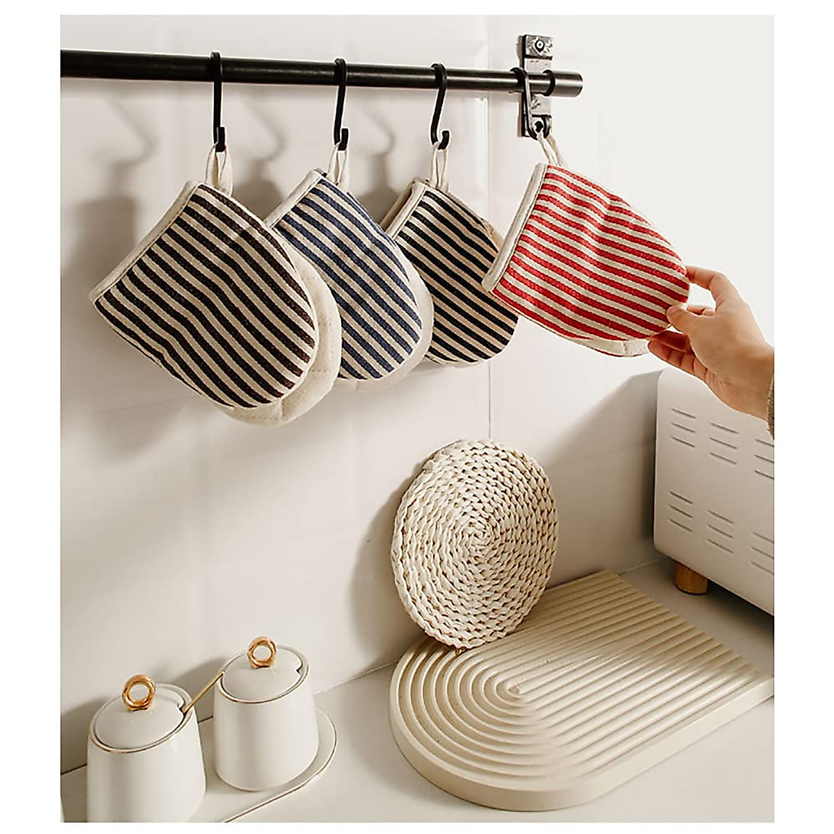 careme Mini Oven Mitts,2pk- Heat Resistant Kitchen Gloves to Protect Hands, Non-Slip Grip- Ideal Set for Handling Hot Cookware,Kitchen Microwave Gloves for Baking Cooking Grilling BBQ, Gifts for Mom