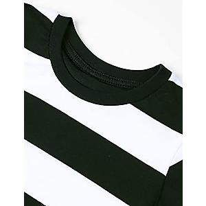 COSLAND Boys Short Sleeve Striped T-Shirt Crew Neck Tee Small, Black and White