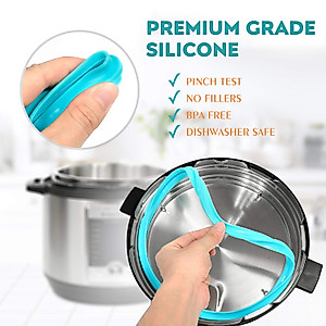 Silicone Sealing Ring, 3 Pack, Savory Sky Blue & Sweet Cherry Red & Common Transparent White, Fit for 5qt / 6qt