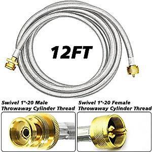 GardenNow Upgraded Propane Brass 4 Port Tee Kit Propane Brass Tee Adapter Kit with 5FT and 12FT Stainless Braided Hoses Allow for Connection Between Auxiliary Propane Cylinder and Propane Appliances