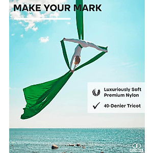 Aurora PRO Aerial Silks + Yoga Hammock (Full Rigging Hardware) Safety CE Certified - 100% Premium Nylon in 40 Denier