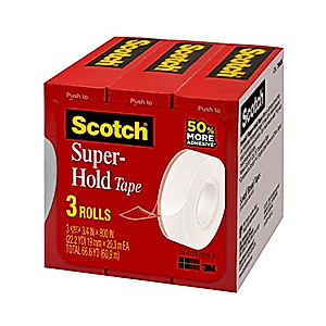 Scotch Super-Hold Tape, 3/4 in x 800 in, 3/Pack (700S3)