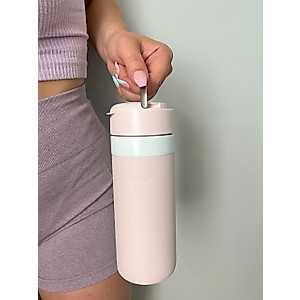 W&P Porter Drink Through Lid for Insulated Water Bottles, Leak-Proof, Carrying Handle, BPA Free, Blush