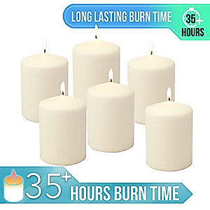 Stonebriar 35 Hour Long Burning Unscented Pillar Candles, 3x4, Ivory