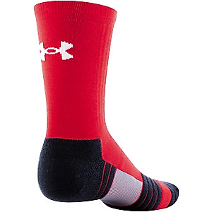 Under Armour Youth Team Crew Socks, 1-Pair, Red/Black/White, Small