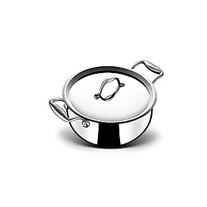 Stahl Triply Stainless Steel Sauce Pot with Lid I Stainless Steel Belly Casserole | Tri Ply Biryani Pot with Induction Base | Artisan 4178, Dia 18 cm, 2.4 L (Serves 3 People)