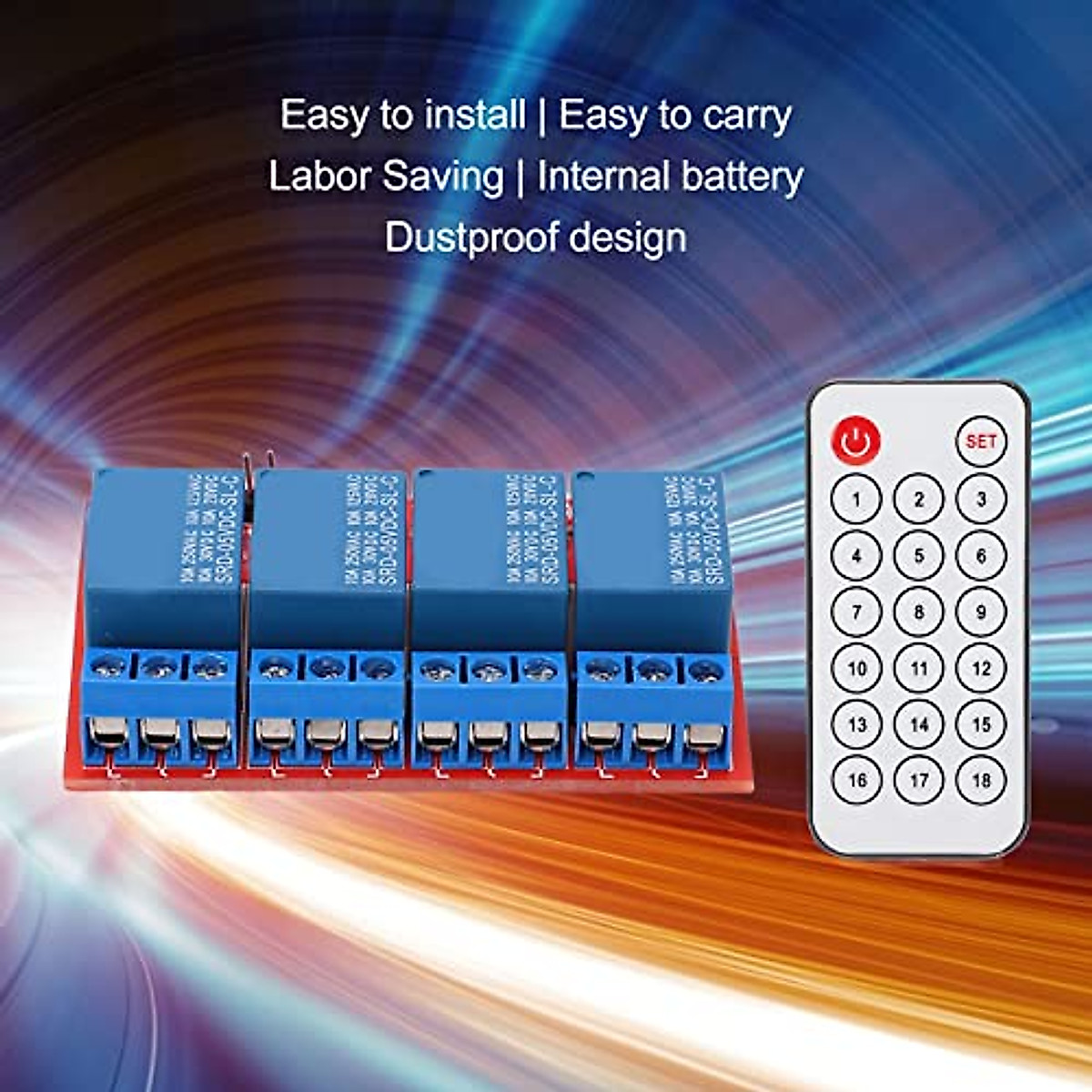 Receiving Relay Module Control Switch, Multiple Buttons 4 Channel Relay Module Receiver Set Labor Saving with Internal Battery for Electrical Components(#1)