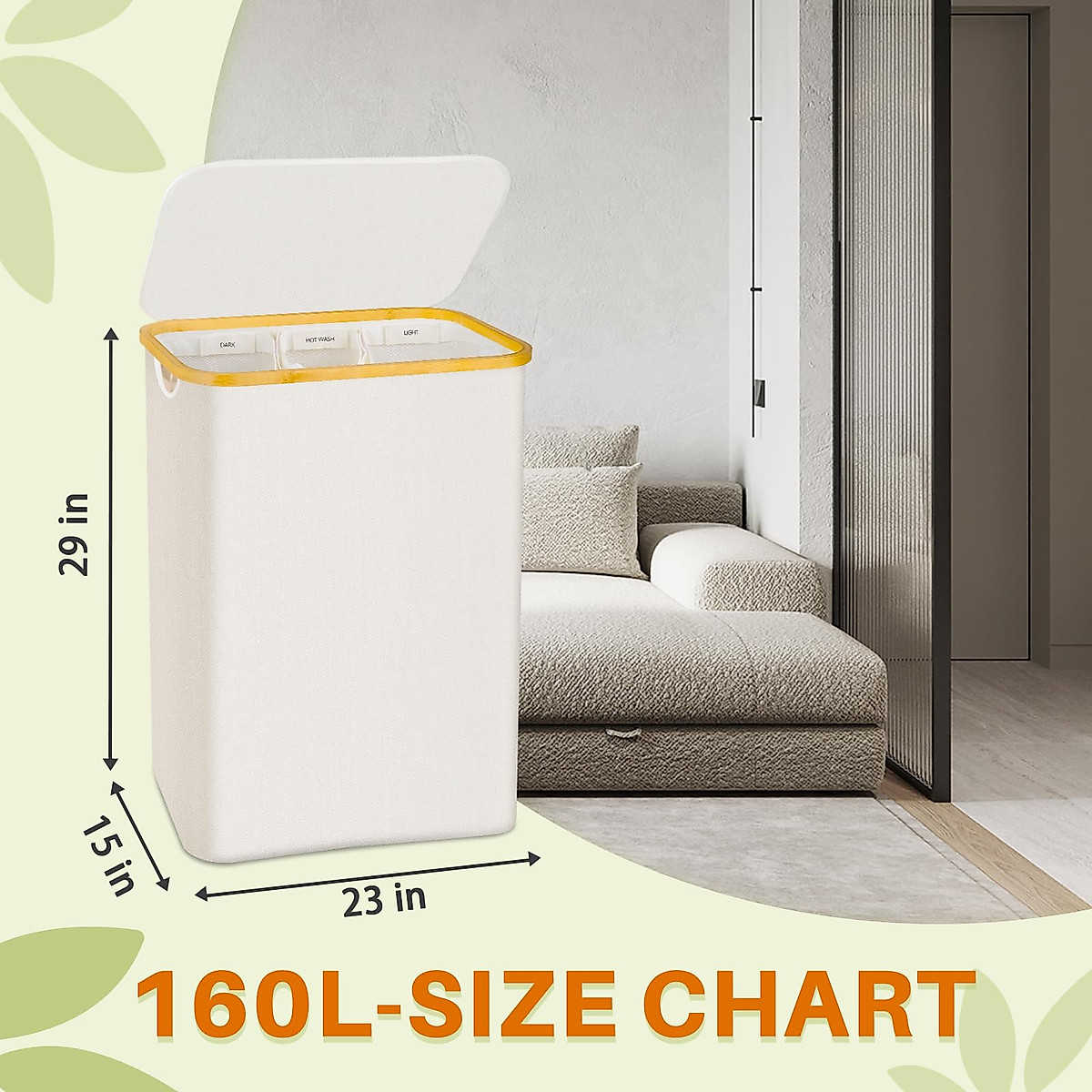 Laundry Hamper With Lid, 160l Clothes Hamper For Laundry Basket 3section, Large Laundry Hamper With Removable Bags Foldable Laundry Basket Organizer For Bedroom,Laundry Room, Dirty Clothing Hamper