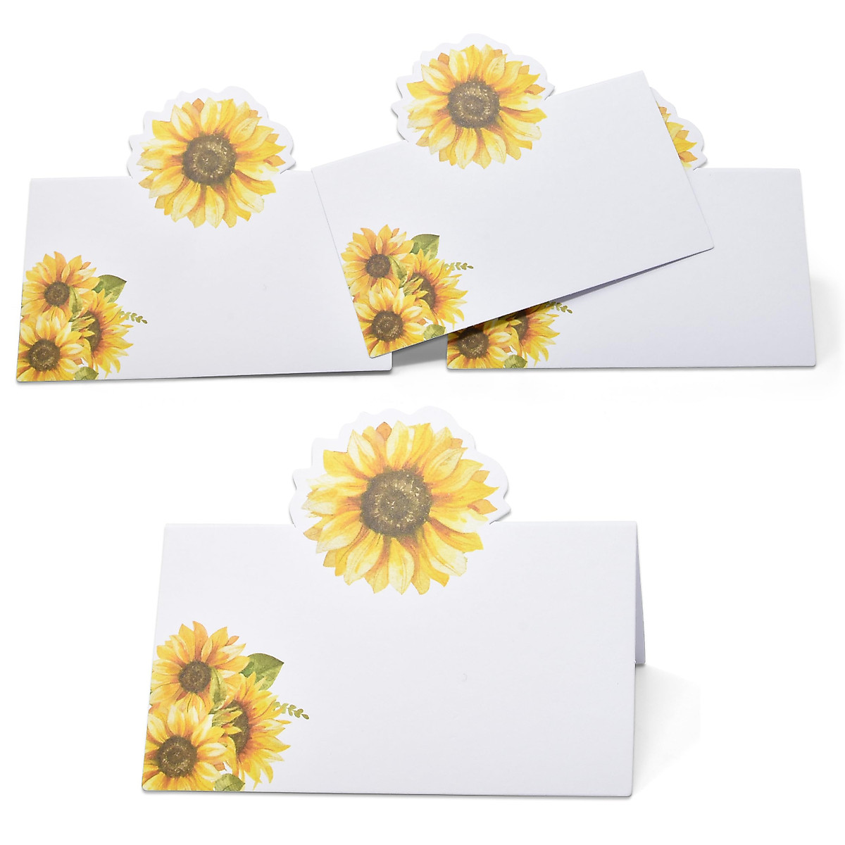 100 Pcs Fall Sunflower Place Cards Floral Yellow Sunflowers Name Card Wedding Table Setting Folded Tent Cards Baby Shower Party Dinner Placement