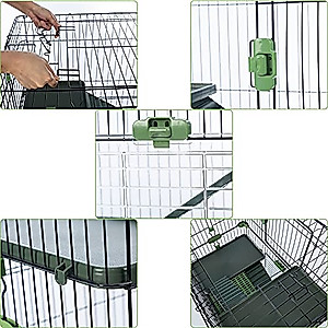 HomSof 4-Tier 32" Small Animal Metal Cage Height Adjustable with Lockable Casters Grilles Pull-Out Tray for Rabbit Chinchilla Ferret Bunny Guinea Pig Squirrel Hedgehog(Green)