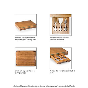 NCAA Tennessee Volunteers Concerto Glass Top Cheese Board and Knife Set - Charcuterie Board Set - Glass Top Cutting Board
