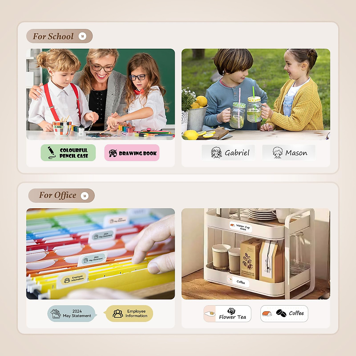 NIIMBOT D110 Label Maker Machine with Tape, Small Thermal Sticker Printer with 0.59''x1.18'' Labels, Portable Bluetooth Connection, White