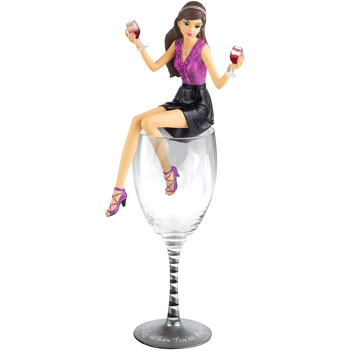 H2Z tableware Hiccup Wine Flies Girl in Glass, 12-3/4", Multicolor