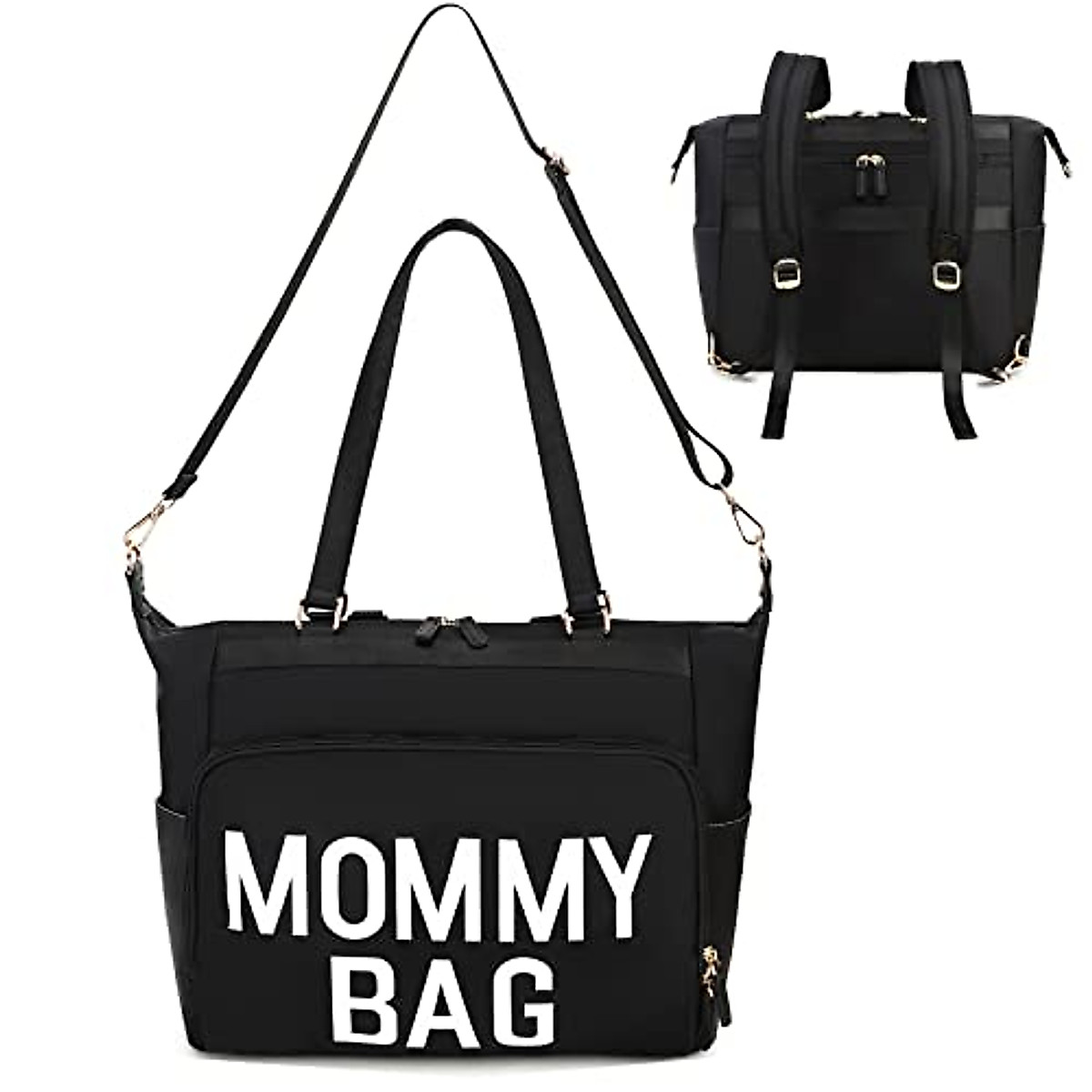 LORADI Convertible Diaper Bag Tote, Water-Resistant Diaper Backpack, 14 Pockets Hospital Bag