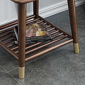 Articles for daily use All Solid Wood Light Luxury Small Coffee Table Bedside Table, ash Wood Sofa Walnut Color Round Side Table, Small Apartment Living Room Coffee Table