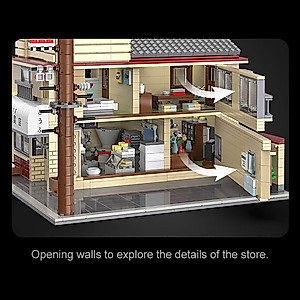 PHYNEDI C61031W Japanese Initial D Tofu Shop Bricks Model, MOC DIY Assembly Small Particle Architecture Construction Building Toy Set (1,908 Pieces)
