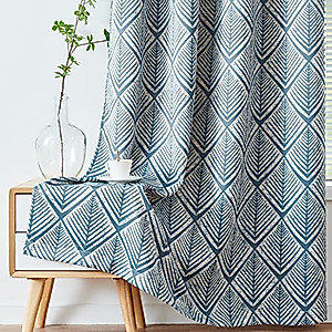 COLLACT Moderate Blackout Curtains for Bedroom 96 Inch Long Blue Geometric Curtains Grommet Top Thermal Insulated Curtains for Living Room Modern Room Darkening Drapes Window Curtain Set 2 Panels