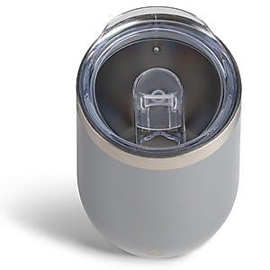 Manna Airén Double Wall Insulated Stainless Steel Stemless Wine Cup Tumbler with Splash-Proof Lid - 16 Oz - Pewter