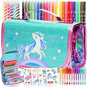 Amitié Lane Unicorn Craft Stationery Set - Scented Markers Set And DIY Journal Scrapbook Kit - Easy DIY Kids Arts and Crafts Kits - Girls Toys and Birthday Gifts for Kids Age 4-12