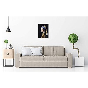 Wieco Art The Girl with a Pearl Earring by Jan Vermeer Oil Paintings Reproduction Canvas Print HD Prints Artwork for Home & Office Decoration