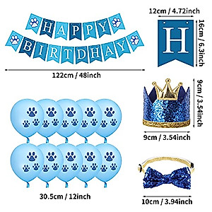 Selemoy Dog Birthday Party Supplies, Dog Birthday Hat Bandana Scarf with Cute Dog Bow Tie, Flag, Balloons for Small Medium Dogs Pets, Doggie Birthday Party Supplies Decorations