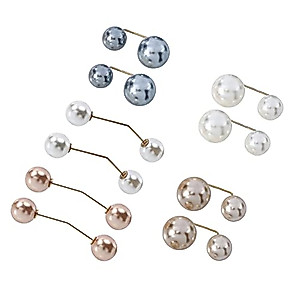 VILLCASE 10pcs Anti Exposure Brooch Vintage Sweater Rhinestone Brooch Retro Decor Corsage Pin Metal Scarf Brooch Pearl Shirt Pin Button Peal Breast- Sweater Clip Clothing Jewelry Shawl