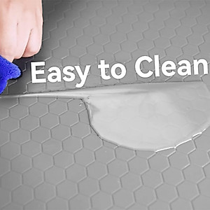 Under Sink Mat, 34" x 22" Silicone Under Sink Liner, Waterproof Liner with Drain Hole, Protect Tray for Drips Leaks Spills for Kitchen, Bathroom and Laundry Room (Gray)