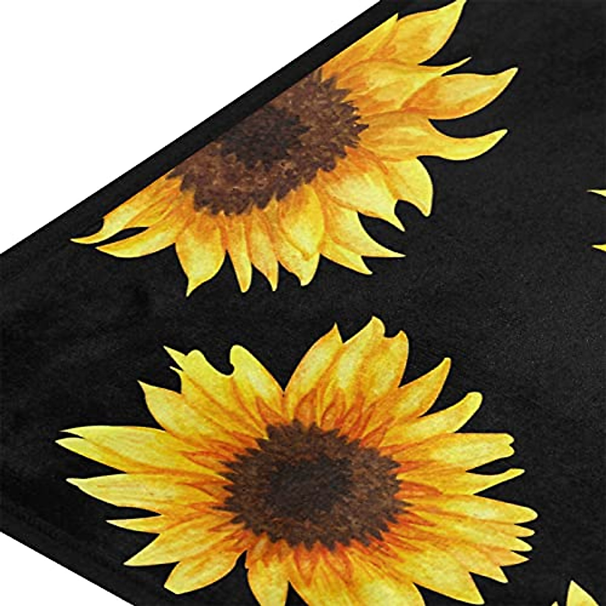 Sunflower Kitchen Rug, Carpet for Bedroom 39" x 20", Standing mat- Black, Running Carpet, Suitable for Outdoor, Washable, Bathroom, Living Room