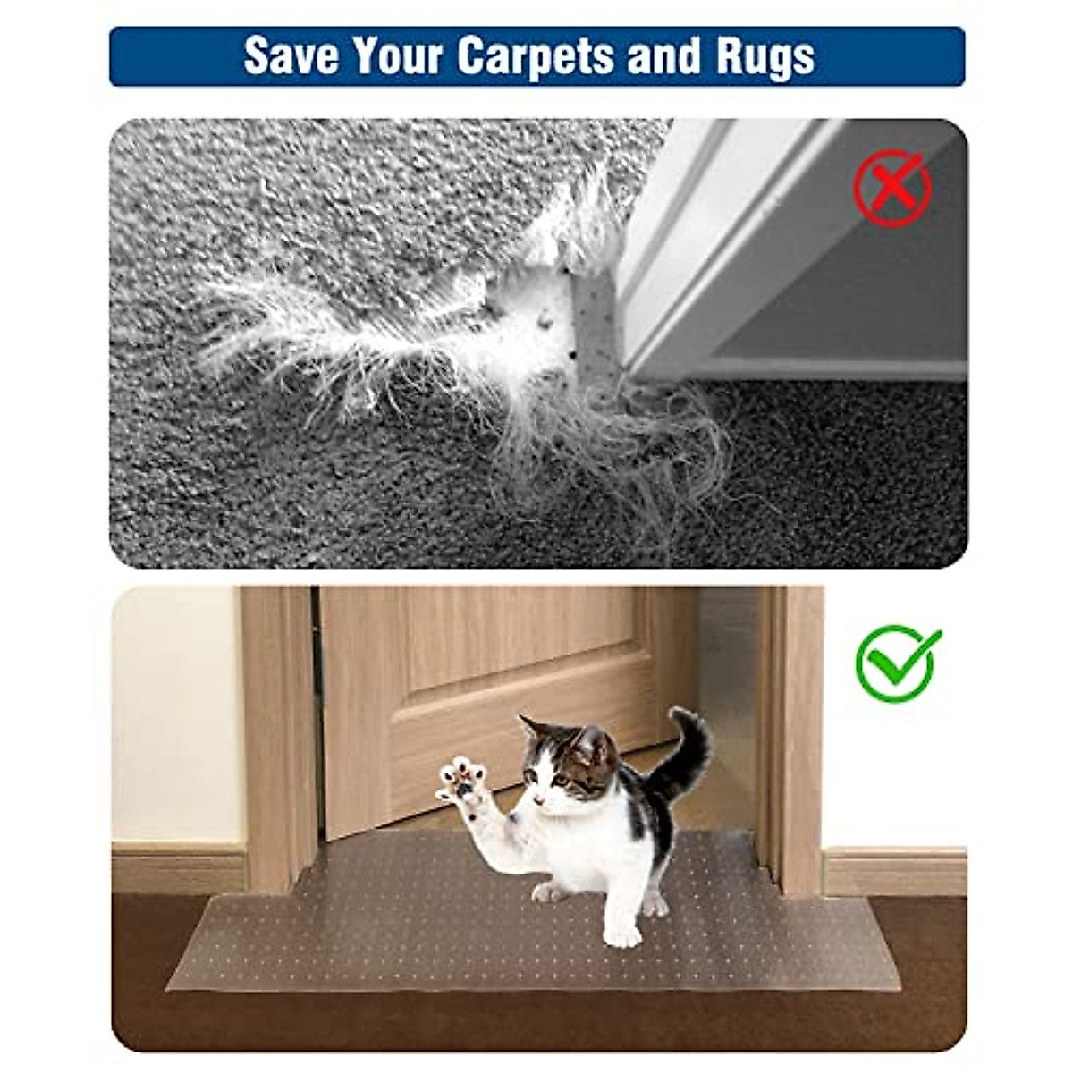 Carpet Protector for Pets - Cat Carpet Protector for Doorway, 8.2Ft Heavy Duty Plastic Carpet Protector