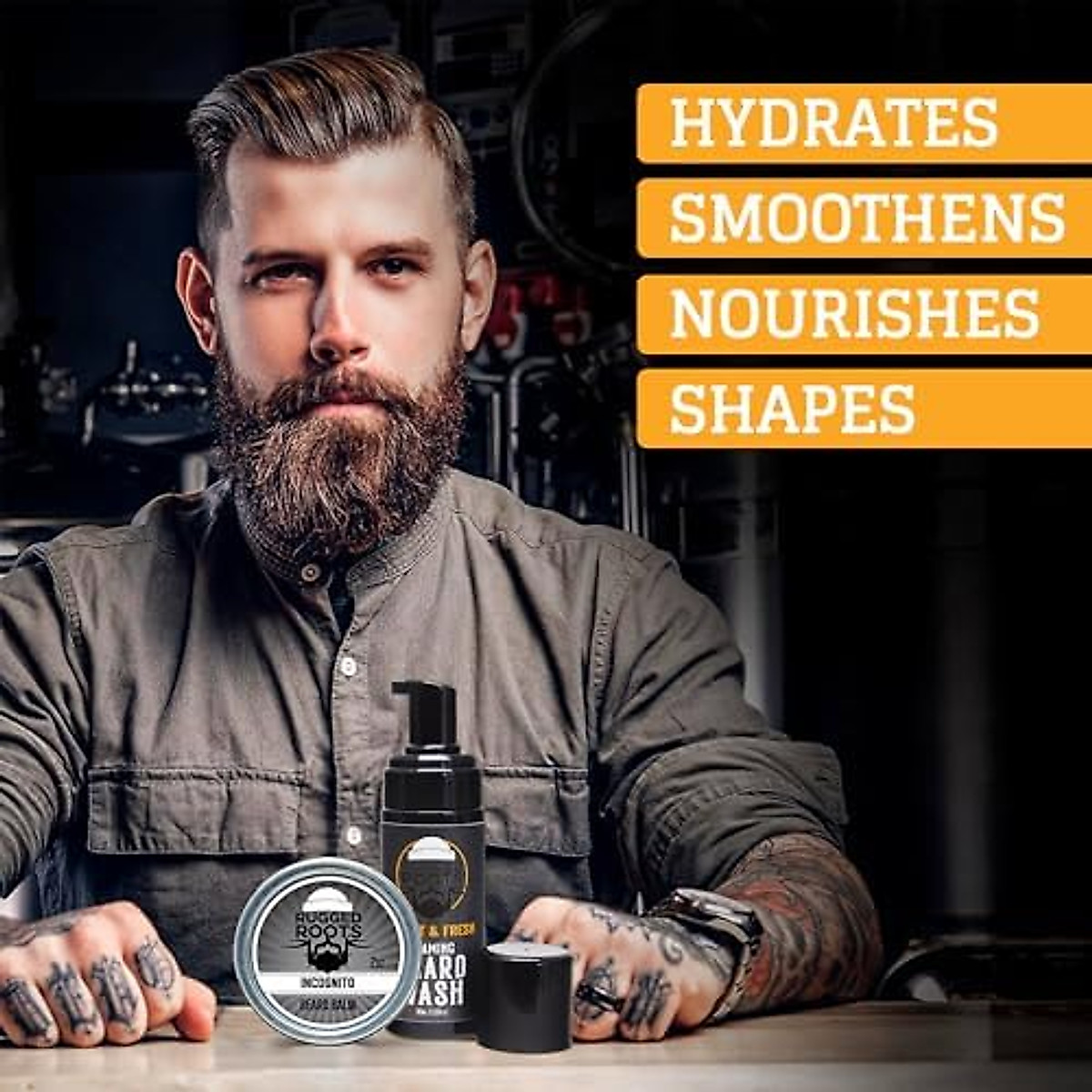 Rugged Roots Beard Balm for Smoothing & Defining Beard Hair | Long-Lasting Hold | Available in 8 Scents | 2 oz (Tobacco Vanilla)