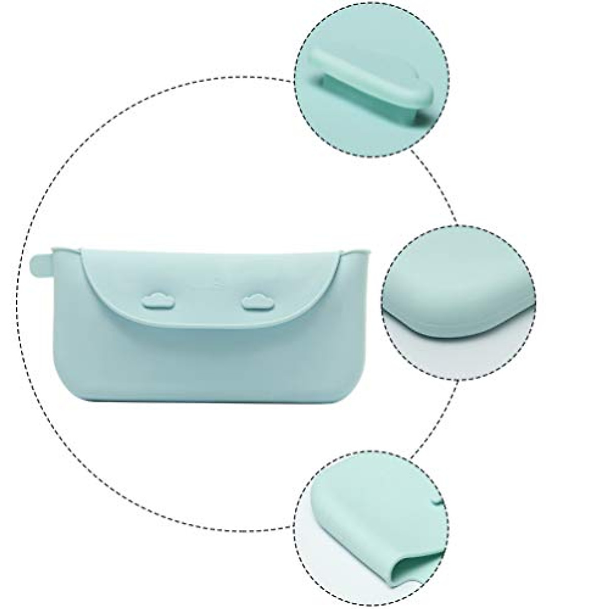 NUOBESTY Portable Tableware Box Cutlery Holder Bags Silicone Waterproof Storage Case for Baby Spoons Flatware Home Travel Bag (Blue)