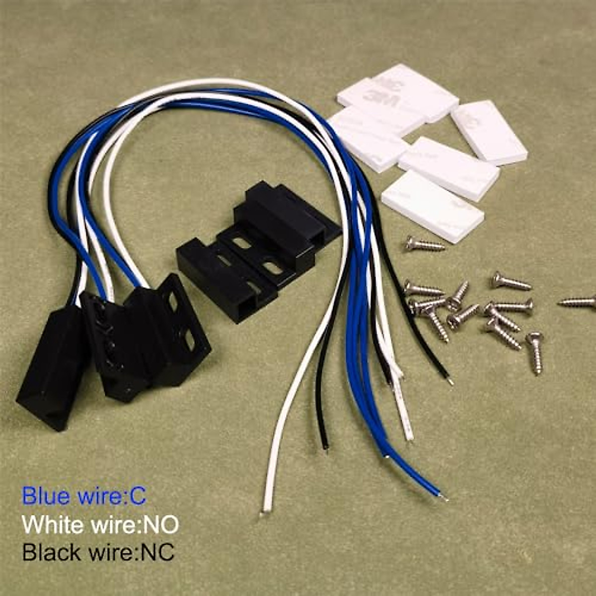 Gebildet 3 Sets NO/NC Black Magnetic Switch Wiring Recessed Door Sensor Hidden Window Contact Reed Switch for Access Control Replace Alarm System