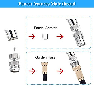 Swivel Faucet to Garden Hose Adapter Kit, Multi-Thread Garden Hose Adapter with Removal Faucet Aerator, 360-degree Swivel Faucet Adapter Connect Hose to Sink, Female Sink to Hose Faucet Adapter