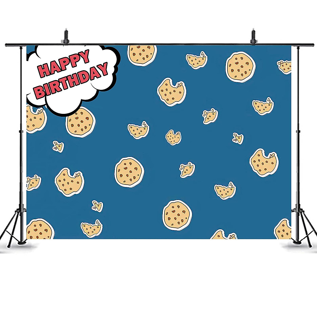 Blue Cookie Backdrop Happy 1st Birthday Party Photography Background Cookie Theme Birthday Party Backdrop Banner Newborn Baby Shower Decoration Party Background Photo Studios Props Banner 7x5FT