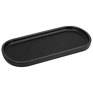 Luxspire Bathroom Vanity Tray, Handmade Resin Kitchen Sink Tray, Oval Toilet Tank Tray, Bathroom Countertop Organizer Tray for Jewelry/Perfume/Soap Dispenser/Hand Towel - 9.8 Inch, Matte Black