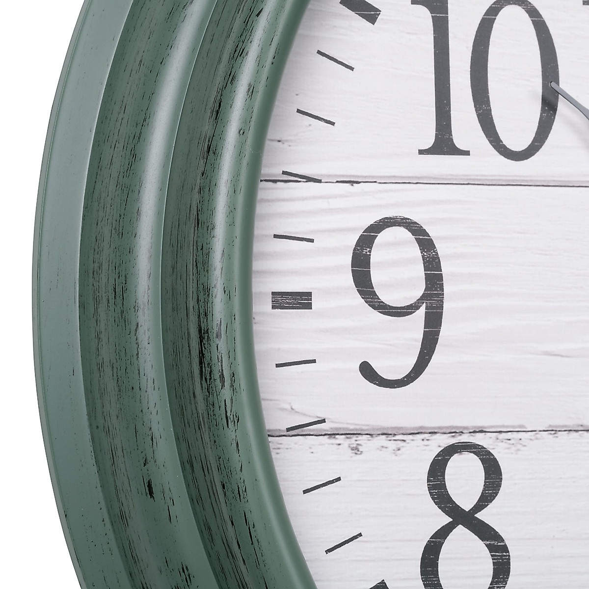 La Crosse Technology 15.75 in. Indoor/Outdoor Sagebrook Green Quartz Wall Clock with Temperature - 404-3840SG