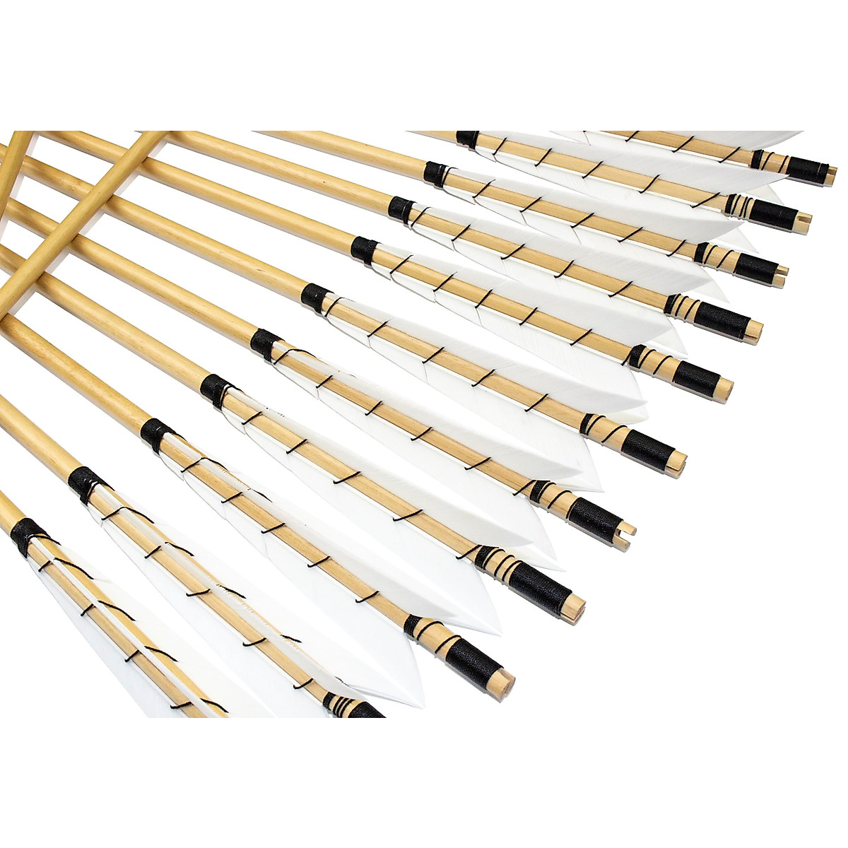TTFLY FLETCHING 32 inch White Medieval Wooden Arrows Handmade Shaft Practice Targeting Arrow Archery for Recurve Longbow(Pack 12)