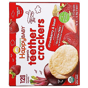 Happy Baby Organic Strawberry & Beet Teether Crackers 12 Count, 1.7 OZ