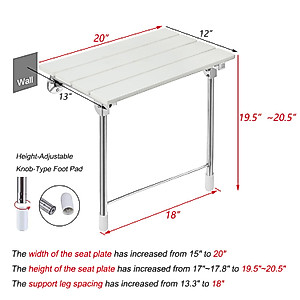 Folding Shower Seat Wall Mounted Fold Down Shower Seat for Inside Shower Fold Up Shower Seat with Legs Foldable Handicap Shower Bench for Elderly