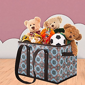 Foraineam Reusable Grocery Bags Set Durable Heavy Duty Tote Bag Collapsible Grocery Shopping Box Bag with Reinforced Bottom, Pack of 3