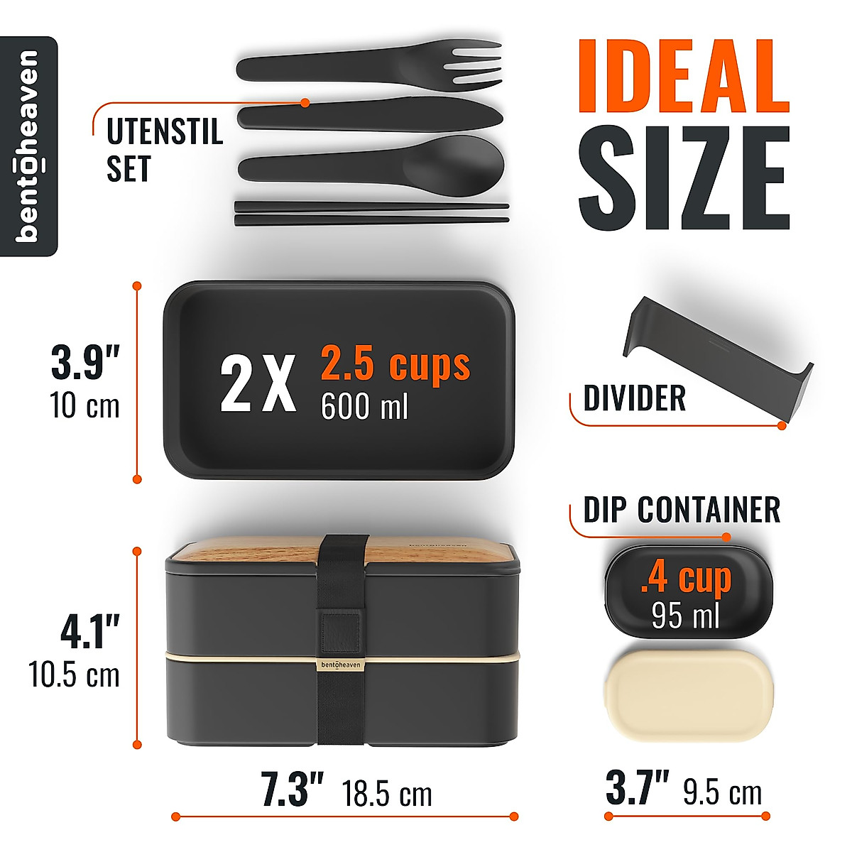 Premium Bento Lunch Box in 8 Modern Colors, 2 Compartments, Leak-proof, Includes Sauce Container, Divider, Cutlery & Chopsticks, 40oz Japanese Bento Box for Adults & Kids, Microwave-& Dishwasher-safe