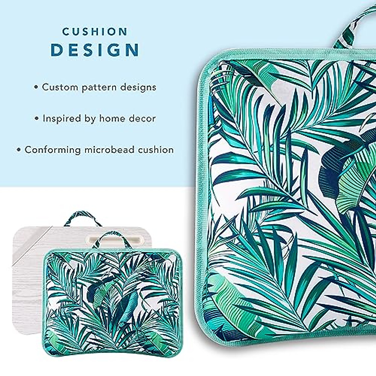 LAPGEAR Designer Lap Desk with Phone Holder and Device Ledge - Tropical Palm Leaves - Fits up to 15.6 Inch Laptops - Style No. 45427
