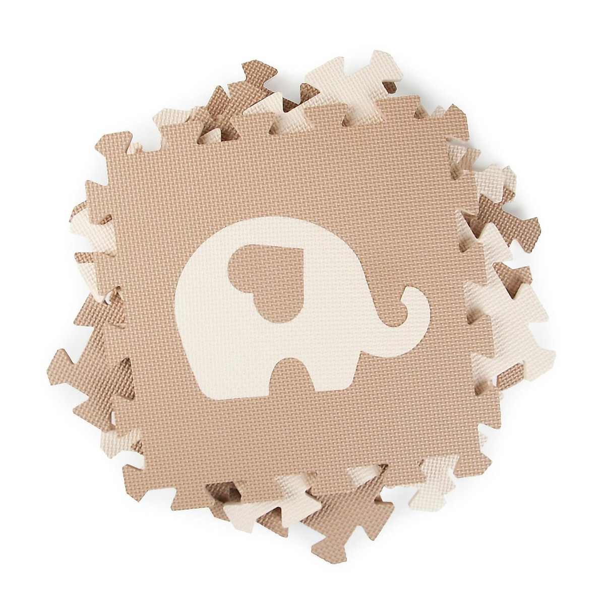 Tadpoles Baby Play Mat, Kid's Puzzle Exercise Play Mat – Soft EVA Foam Interlocking Floor Tiles, Cushioned Children's Play Mat, 16pc, Teddy and Friends, Brown, 50x50