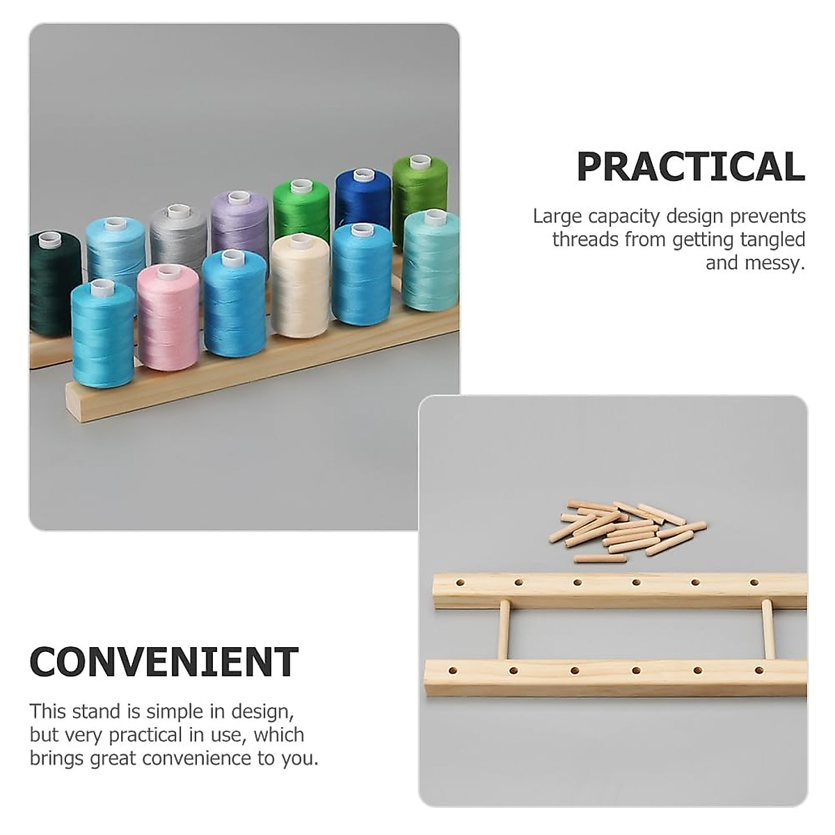 NUOBESTY Sewing Storage Rack Embroidery Thread Rack Thread Spool Rack Thread Storage Rack Thread Spinner Organizer Crochet Yarn Ball Holder Spool Holding Rack Horizontal Tool Wood