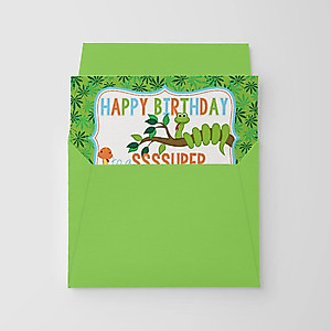 SssSSssUPER Friend Snake Themed Birthday Pun Themed Single (1) All Occasion Blank Birthday Card To Send To Friends & Family, 4"x 6" (when folded) Fill In Greeting Note Card by AmandaCreation