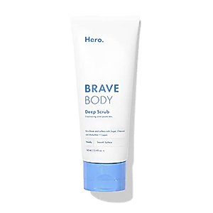 Brave Body Deep Scrub from Hero Cosmetics - Weekly Smoothing Body Scrub Visibly Renews and Smooths for Glowing Skin with Dissolving Sugar - Not Harsh or Abrasive (160ml, 3.4 Fl. Oz.)